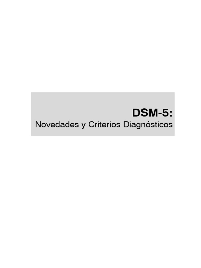 DSM 5 Novedades y Criterios Diagnósticos PDF | PDF | Manual Diagnóstico ...