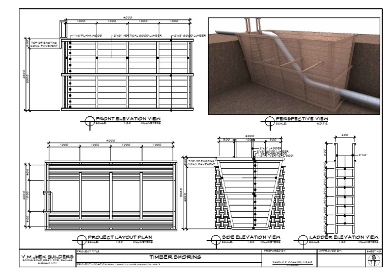 Front Elevation View Perspective View: 1 1 Timber Shoring | PDF