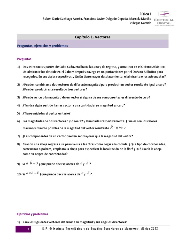 Ejercicios c1 | PDF | Vector Euclidiano | Álgebra abstracta