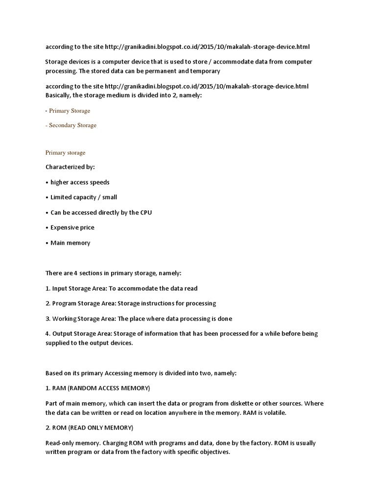 Primary Storage - Secondary Storage | PDF | Computer Data Storage | Disk Storage