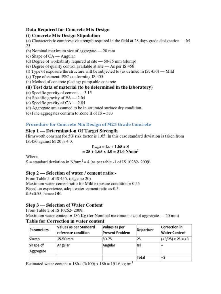 Design Mix Calculation Grade 30N | PDF | Kilogram | Concrete