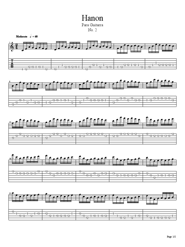 Hanon: para Guitarra No. 2 | PDF
