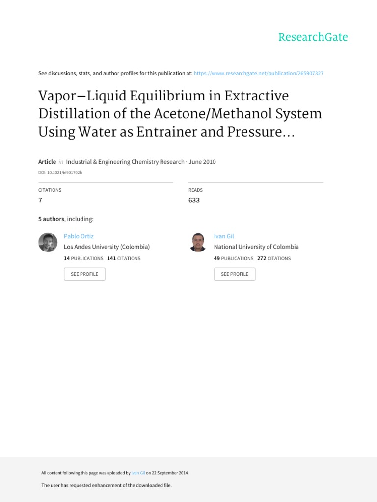 Vapor Liquid Equilibrium in Extractive Distillation of The Acetone ...