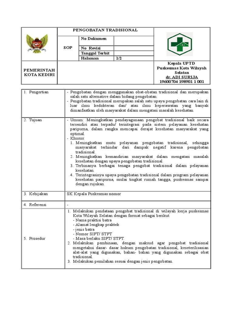 Sop Batra Puskesmas Mrican 2017 | PDF