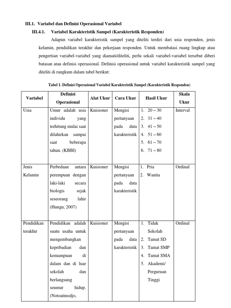 Variabel Dan Definisi Operasional Variabel | PDF | Sains & Matematika