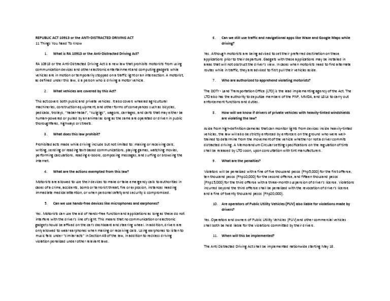 Republic Act 10913 | PDF | Road Transport | Transport