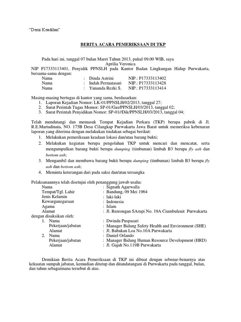 BAP Pemeriksaan Di TKP | PDF