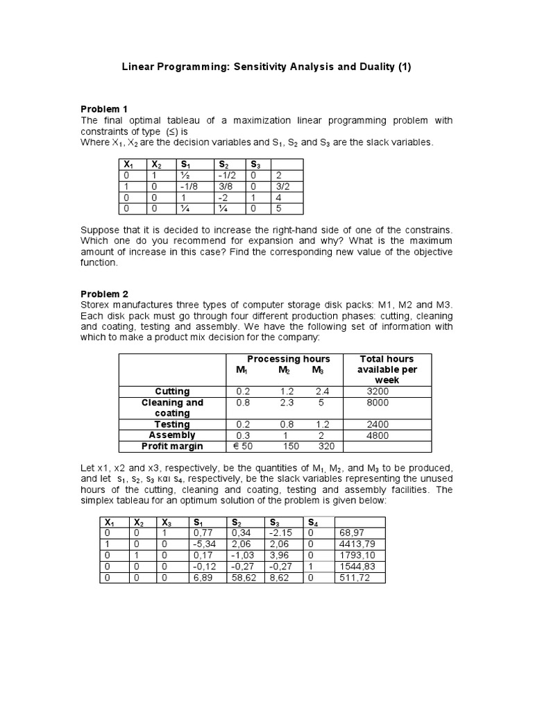 Duality&Sensitivity PDF | PDF | Linear Programming | Mathematical Optimization