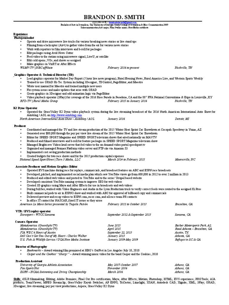 Brandon Smith Resume | PDF | You Tube | Video