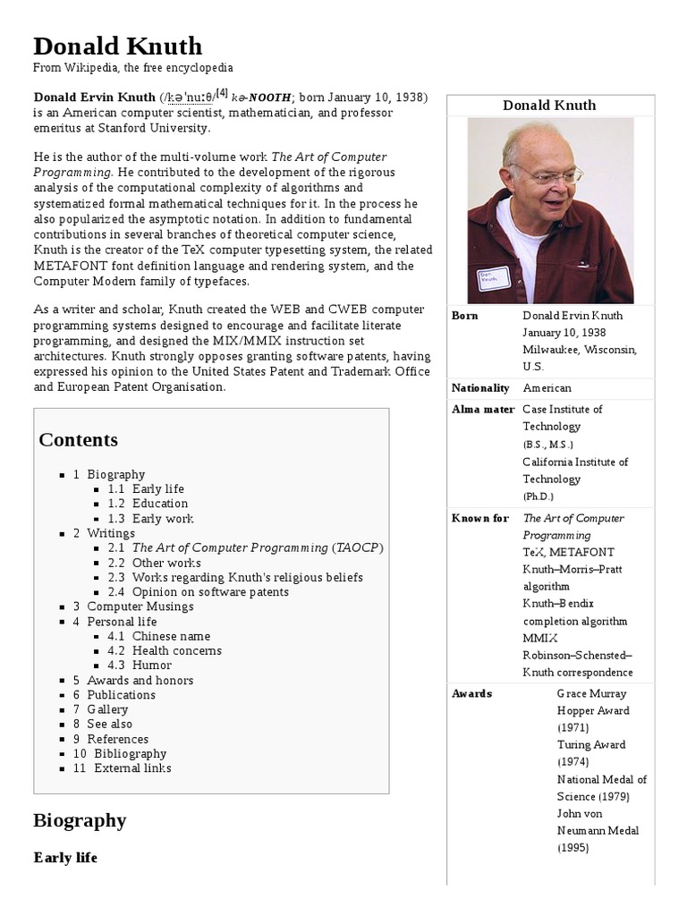 Donald Knuth | PDF | Computing | Science
