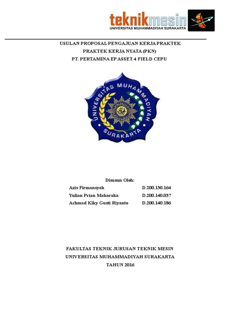 Proposal Permohonan Kerja Praktek PT Pertamina Cepu | PDF