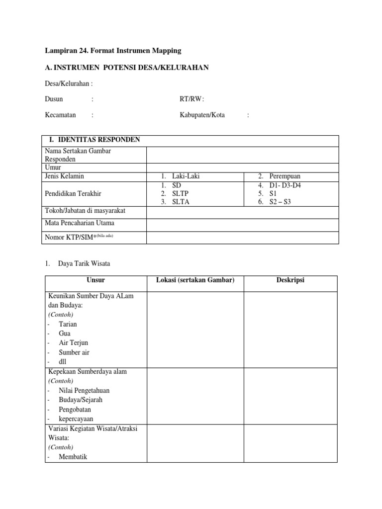 Instrumen Mapping Desa | PDF