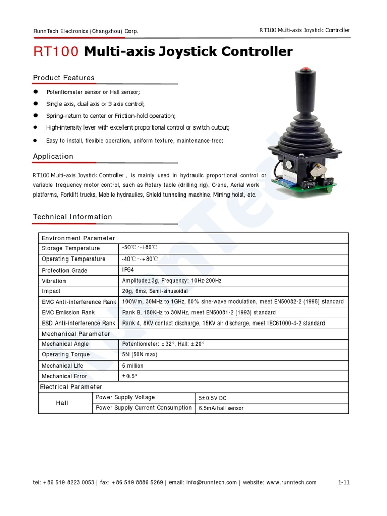 RT-100 Industrial Joystick | PDF | Power Supply | Machines