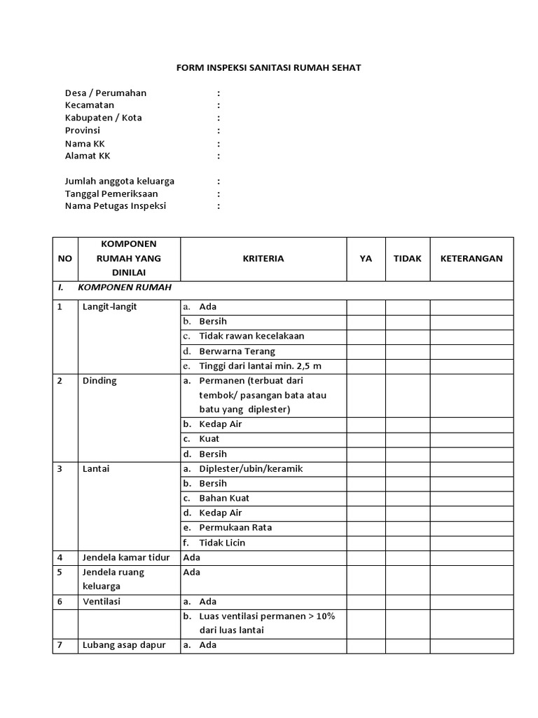 Form Is Rumah Sehat | PDF