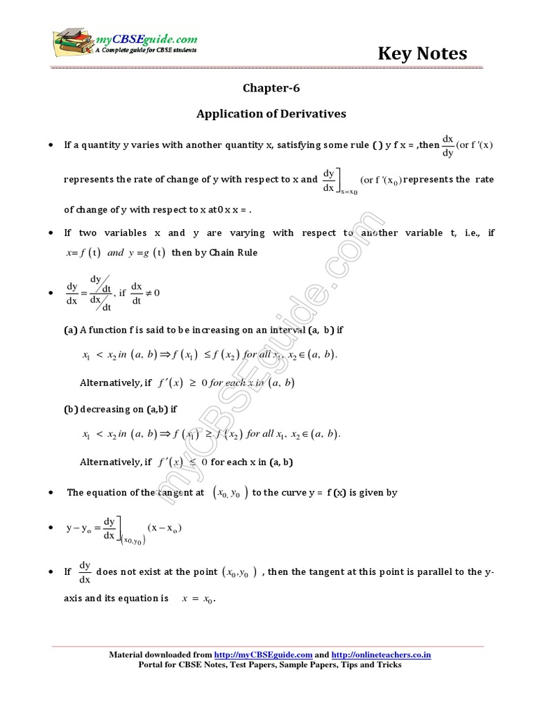 Applications of Derivatives in Class 12 | PDF | Maxima And Minima ...