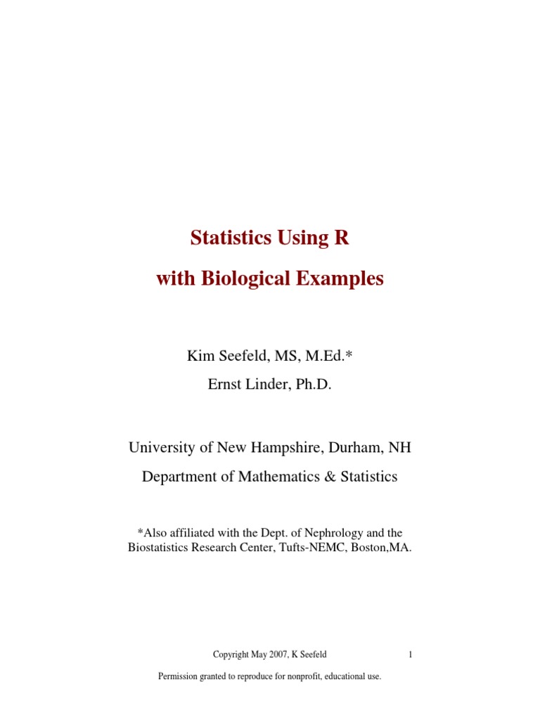 Seefeld-Statistics Using R With Biological Examples PDF | PDF