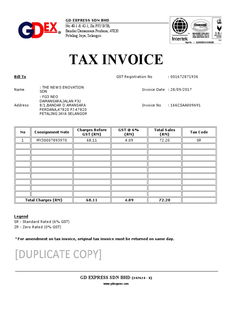 GD Express Invoice for The News Enovation | PDF | Finance & Money ...