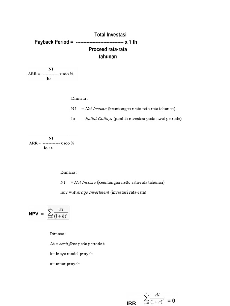 Rumus Alat Analisis Investasi | PDF