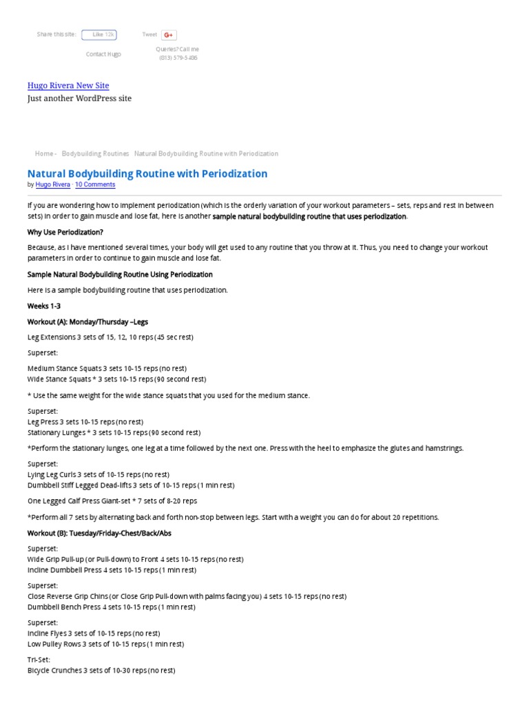 Natural Bodybuilding Routine With Periodization For Gaining Muscle ...