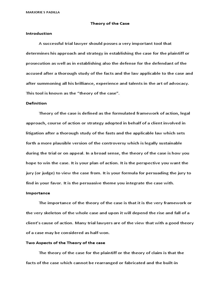 Theory of The Case | PDF | Insurance | Pleading
