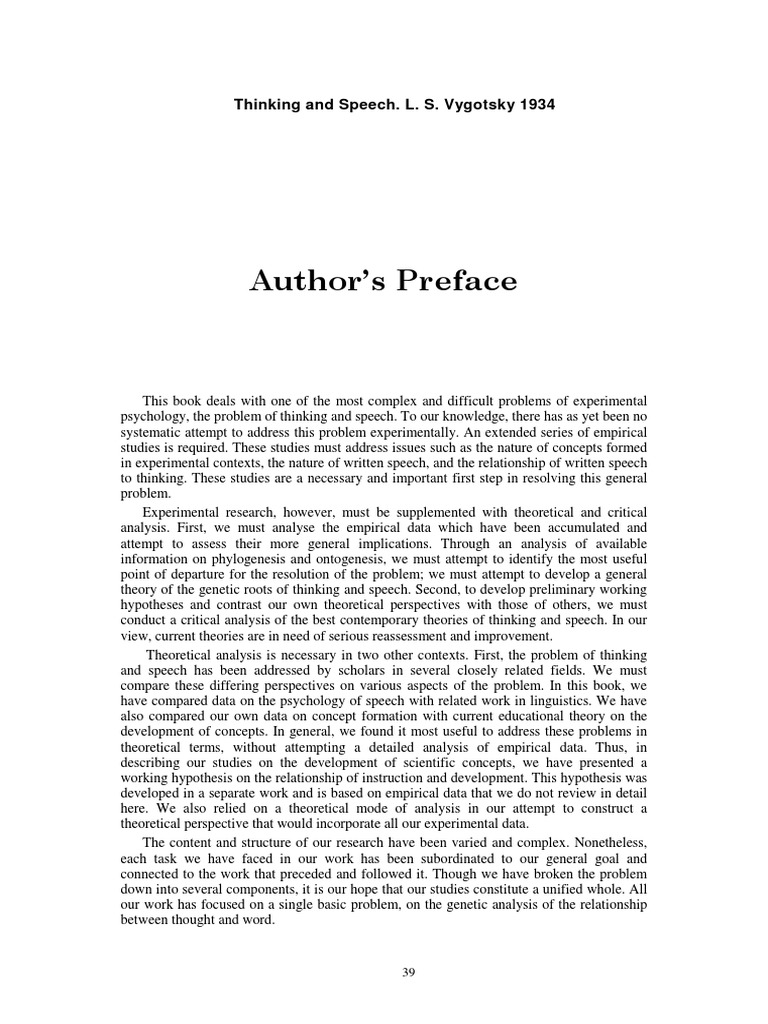 Thinking and Speech | Download Free PDF | Thought | Theory