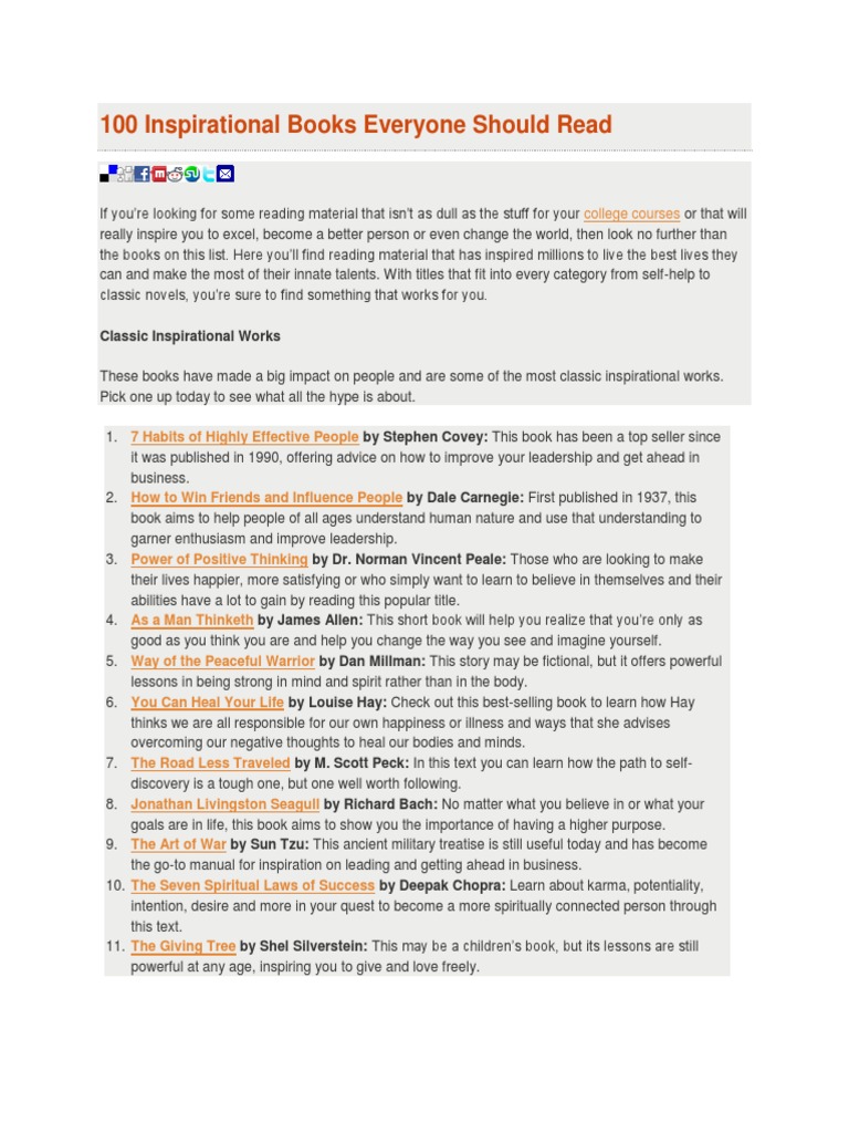 100-Inspirational-Books-Everyone-Should-Read.pdf | Books | Free 30-day ...
