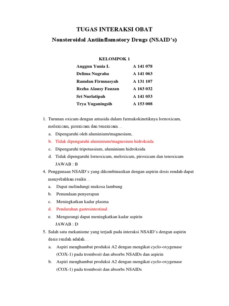 Soal Interaksi Obat NSAID's | PDF