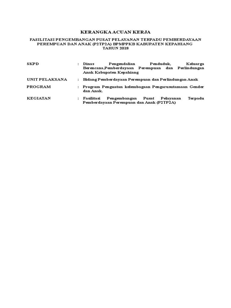 P2TP2A Kepahiang: Fasilitasi 2018 | PDF | Ilmu Sosial | Pengembangan Diri