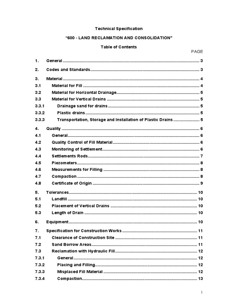 Land Reclamation Specifications | PDF