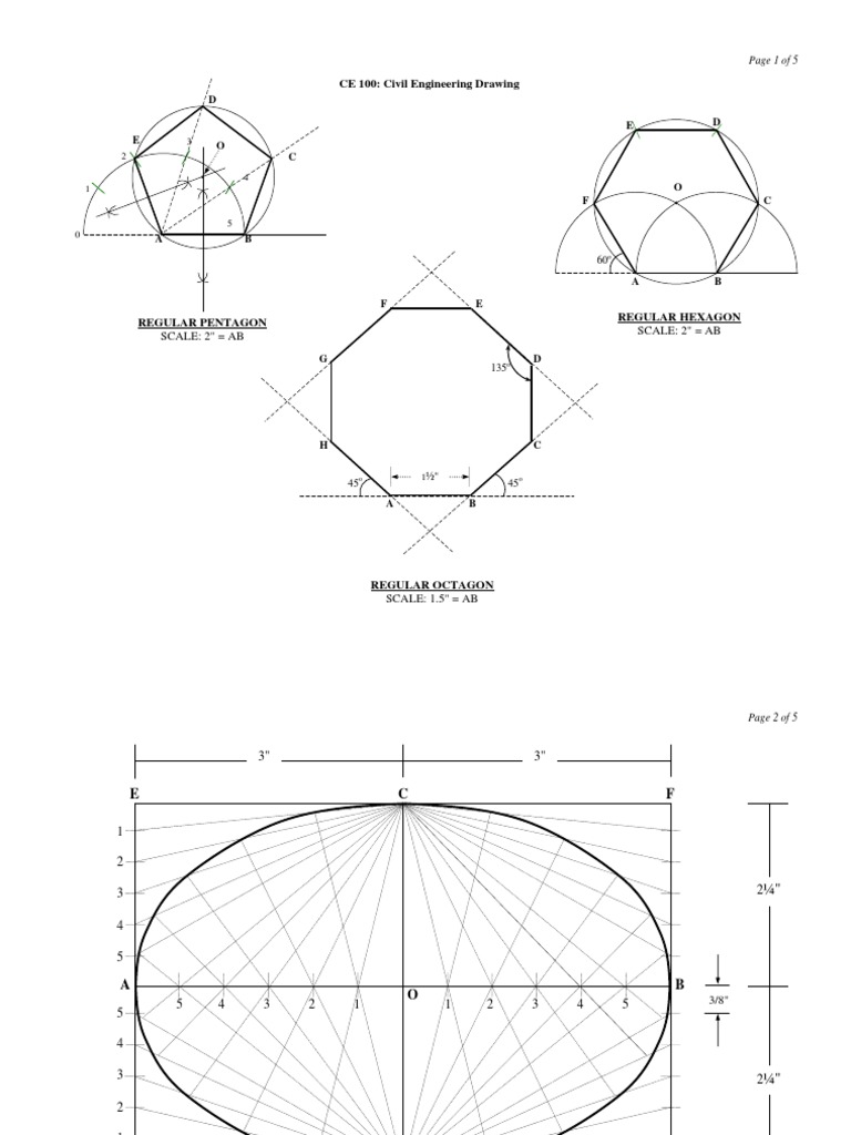 Drawing Pentagons and Hexagons | PDF | Ellipse | Rectangle
