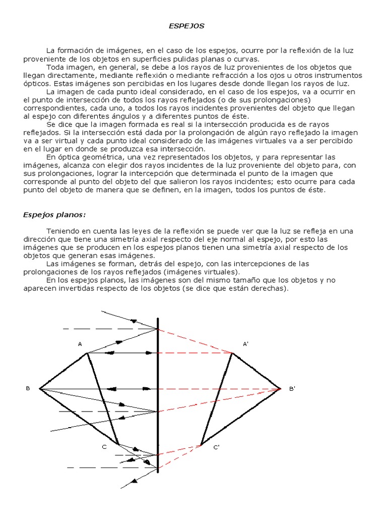 Espejos Planos y Esféricos | PDF | Espejo | Reflexión (Física)