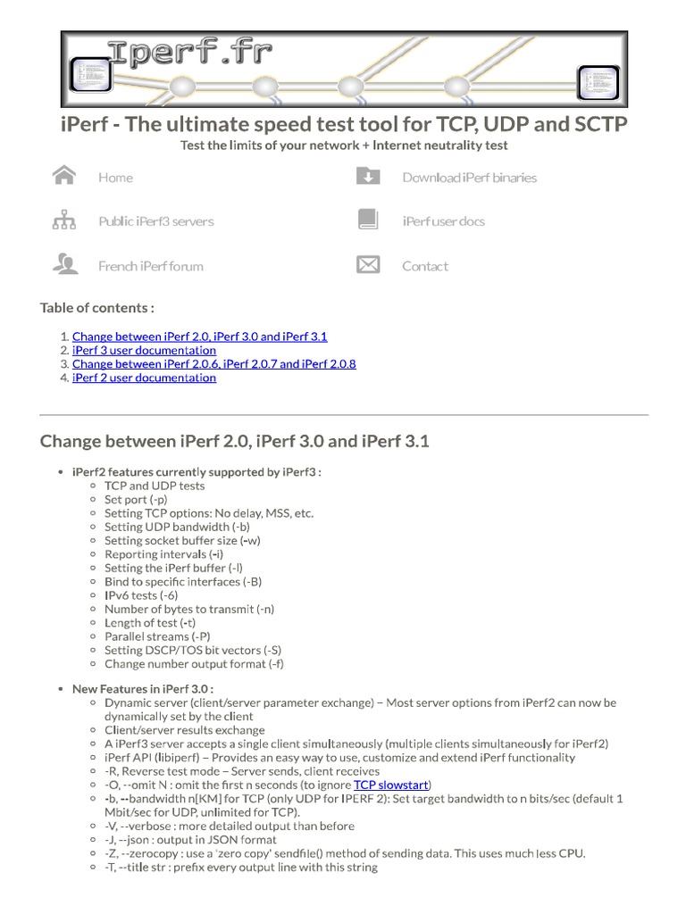 IPerf - IPerf3 and IPerf2 User Documentation | PDF