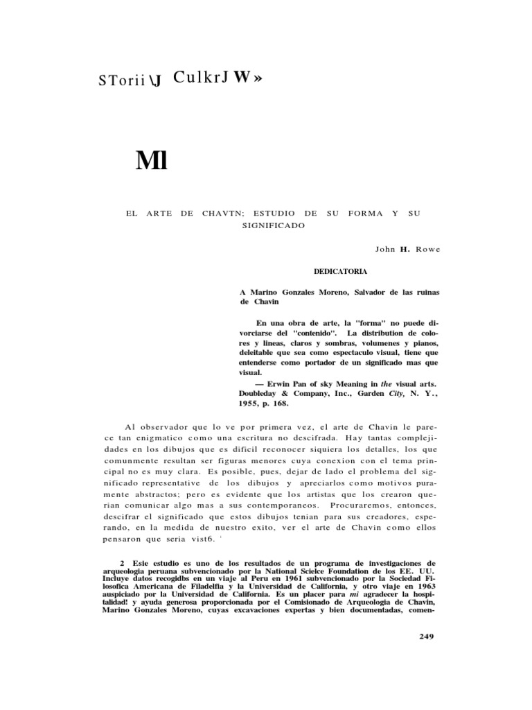 ROWE, J. 1962. El Arte de Chavín Estudio de Su Forma y Su Significado ...
