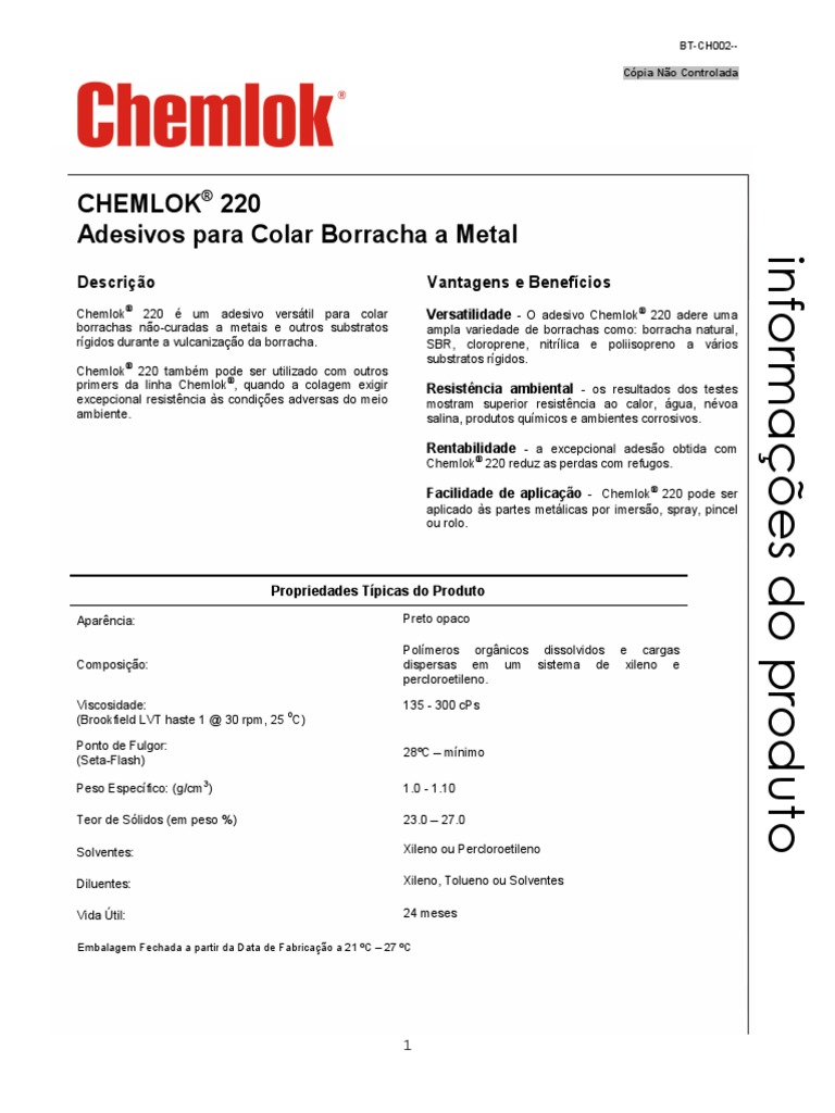 CHEMLOK 220 Ficha Técnica Tecnica | PDF | Materiais | Química