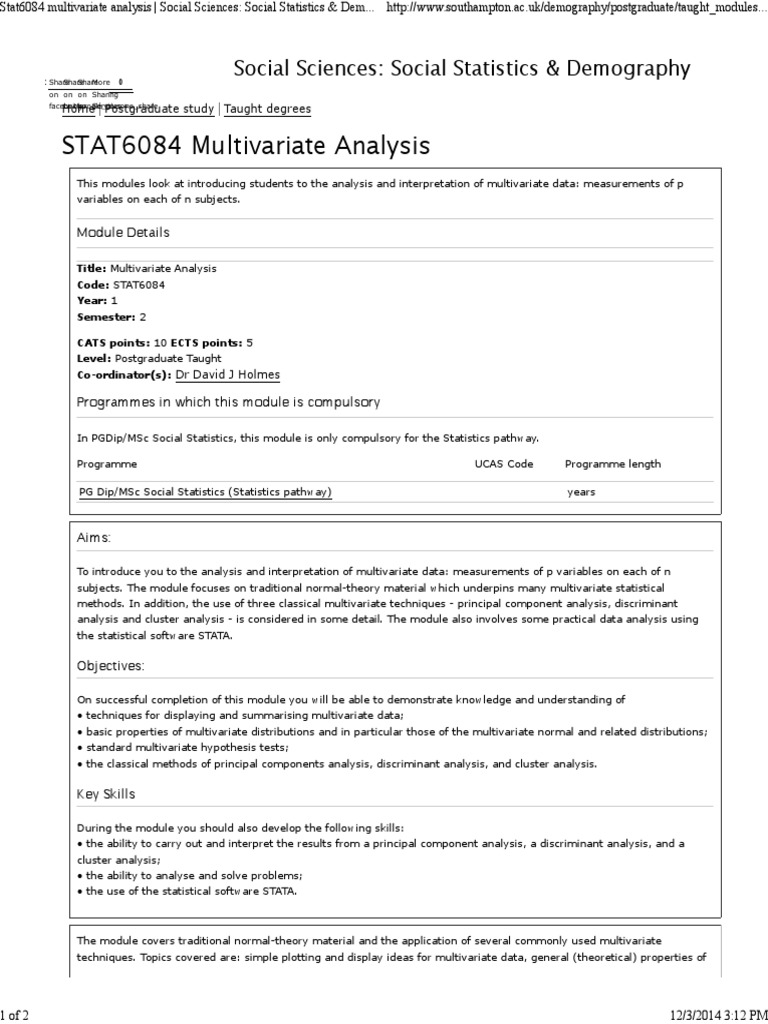 Introduction to Multivariate Data Analysis: Principal Component ...