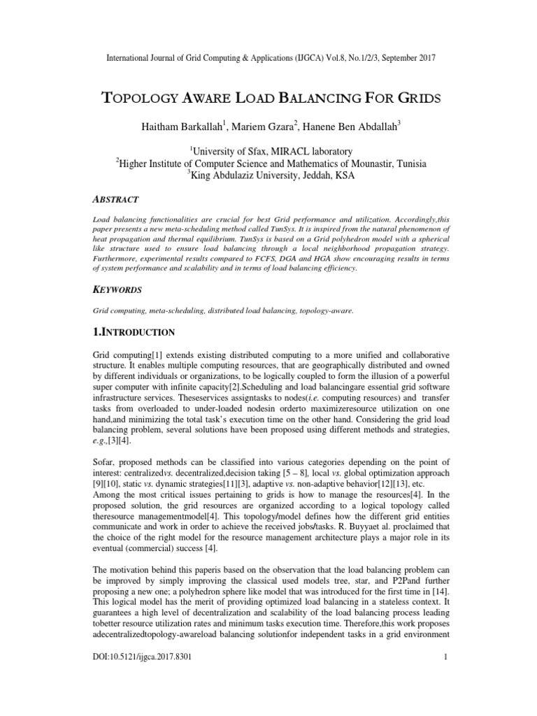 Topology Aware Load Balancing For Grids | PDF | Network Topology | Grid ...