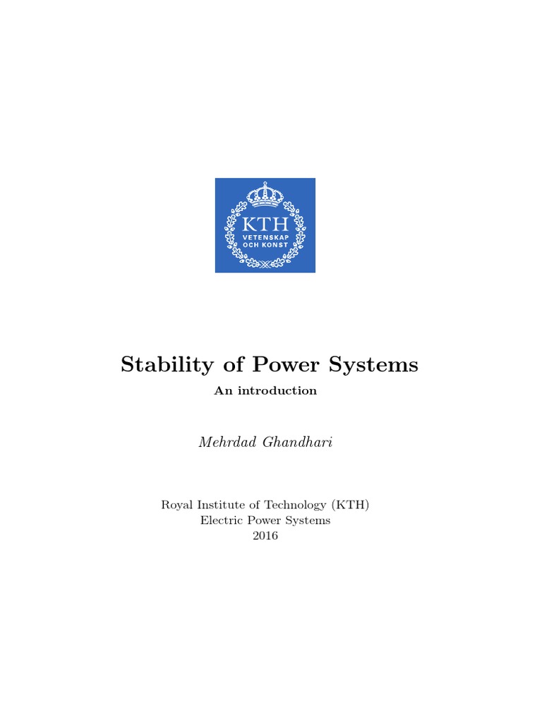 Stability of Power Systems | PDF | Stability Theory | Electric Power System
