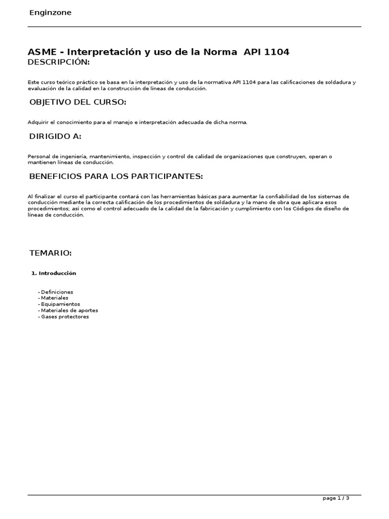 Enginzone-ASME - Interpretación y Uso de La Norma API 1104 PDF | PDF ...