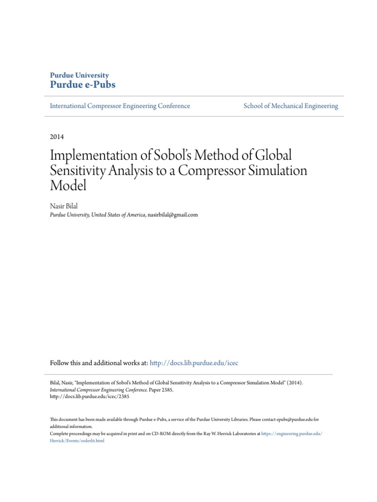 Implementation of Sobol - S Method of Global Sensitivity Analysis T ...