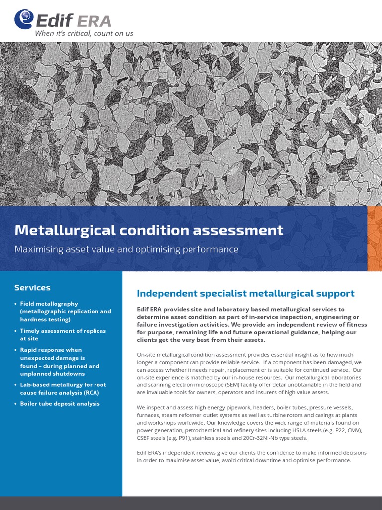 Metallurgical Condition Assessment | PDF | Metallurgy | Microscopy