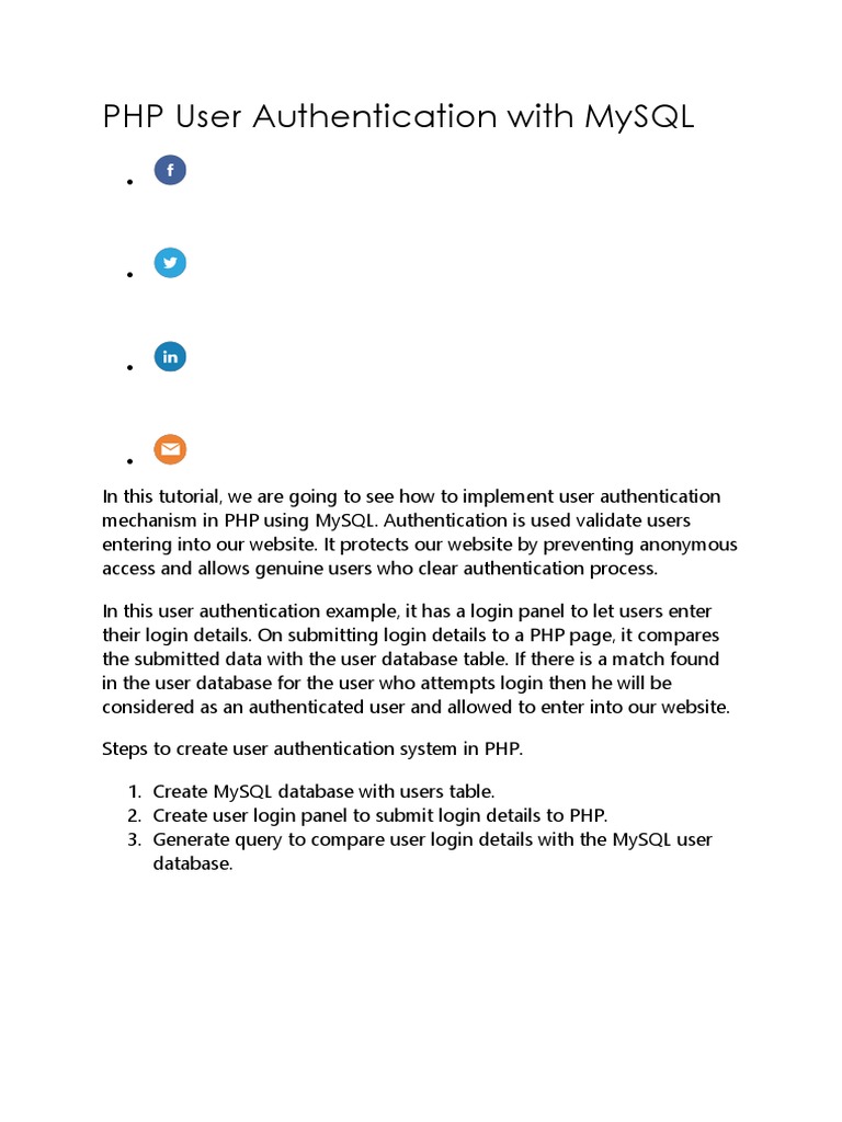 PHP Login Tutorial | PDF | Parameter (Computer Programming) | Login
