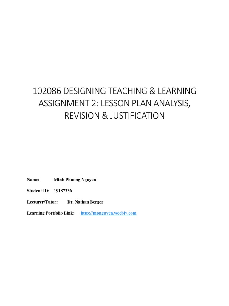 DTL 19187336 A2 Lesson Plan Analysis and Modification | PDF ...
