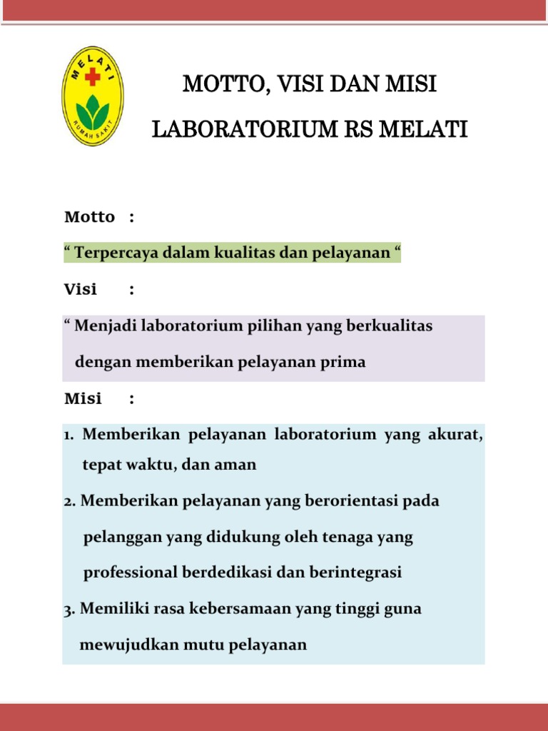 Visi Misi Laboratorium RS Melati | PDF | Karier & Perkembangan