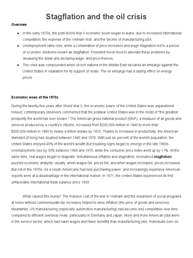 Stagflation and The Oil Crisis | PDF | Hydrocarbons | Energy Economics