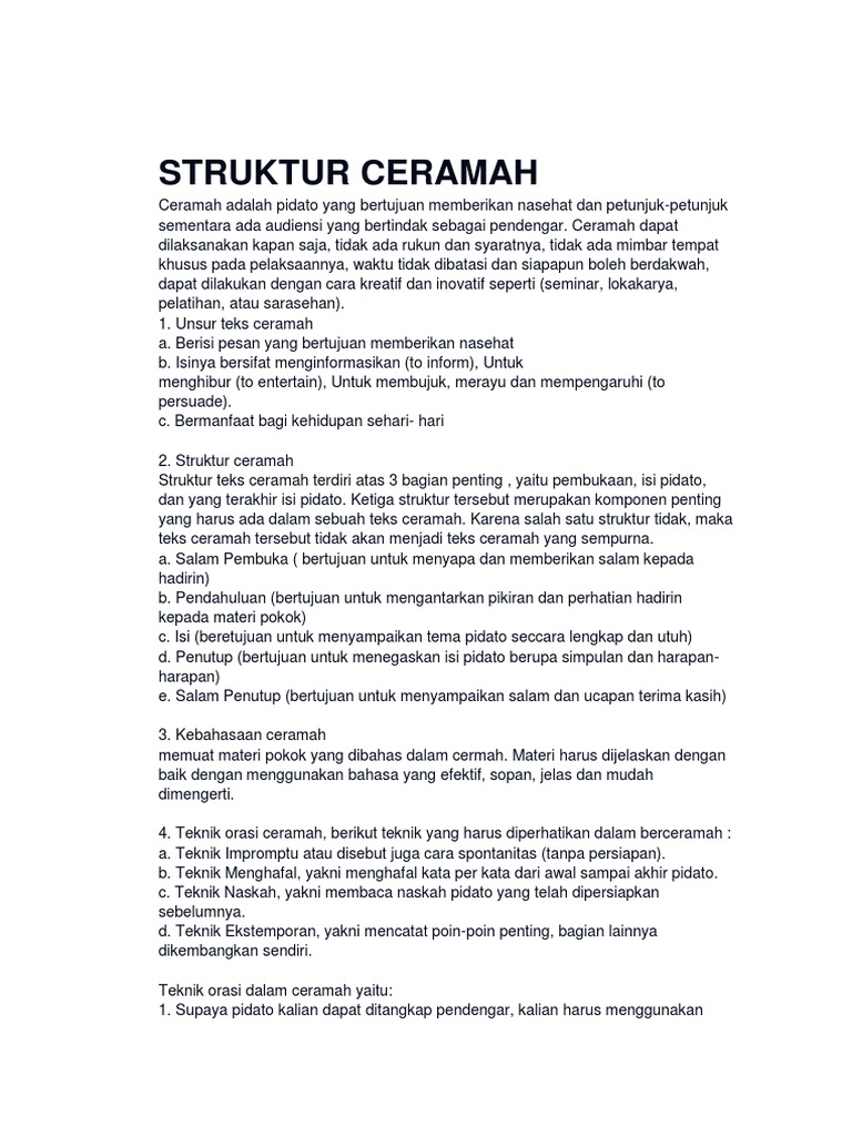Struktur Ceramah | PDF