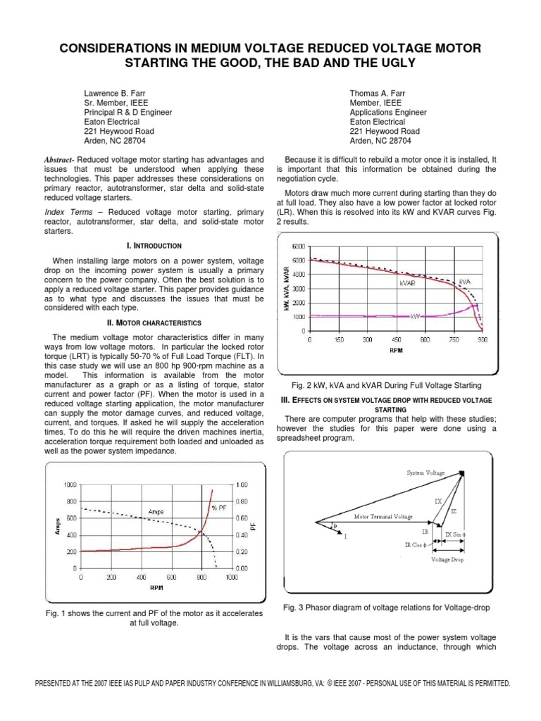 Considerations in Medium Voltage Reduced Voltage Motor Starting PDF | PDF