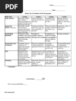 Paragraph Writing Rubric | PDF | Paragraph | Rubric (Academic)