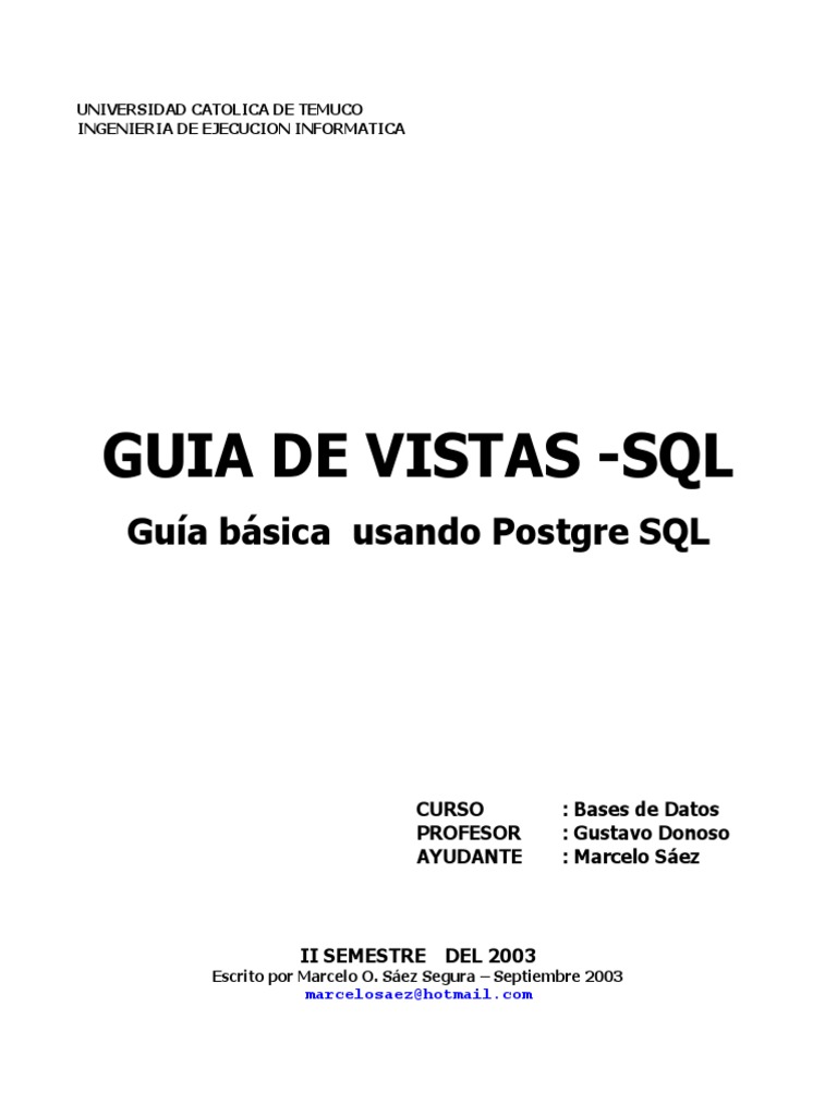 Manual de Vistas SQL | PDF | SQL | Base de datos relacional