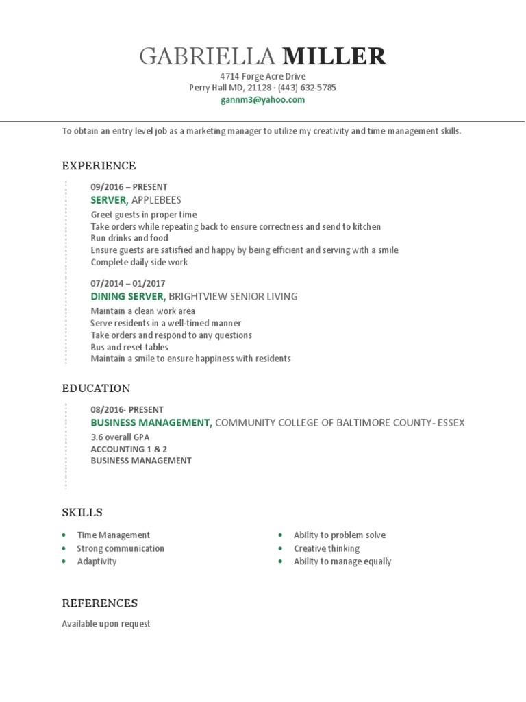 Gabby Miller Resume | PDF