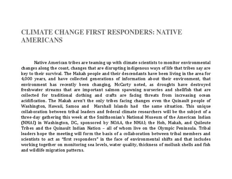 Climate Change First Responders: Native Americans | PDF